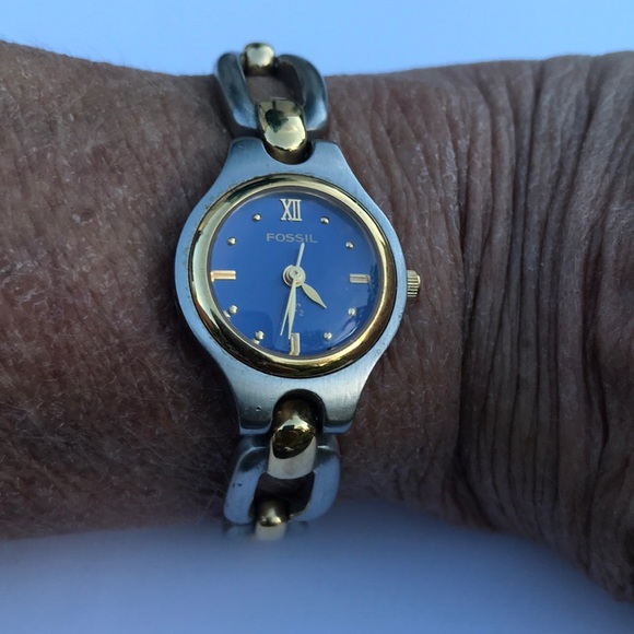 Fossil | Accessories | Fossil Blue Face Watch With Silver And Gold Tone ...